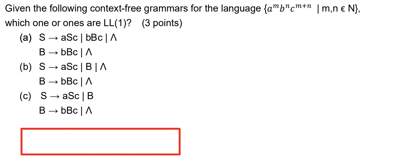 Given the following context-free grammars for the | Chegg.com