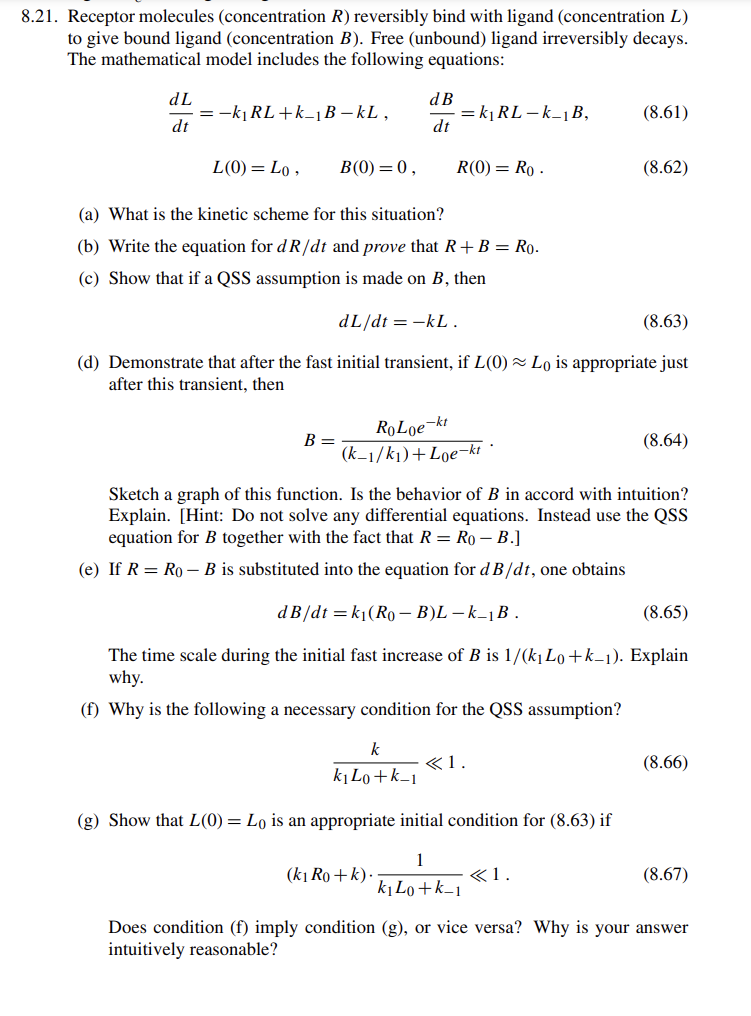 Solved .21. Receptor molecules (concentration R ) reversibly | Chegg.com