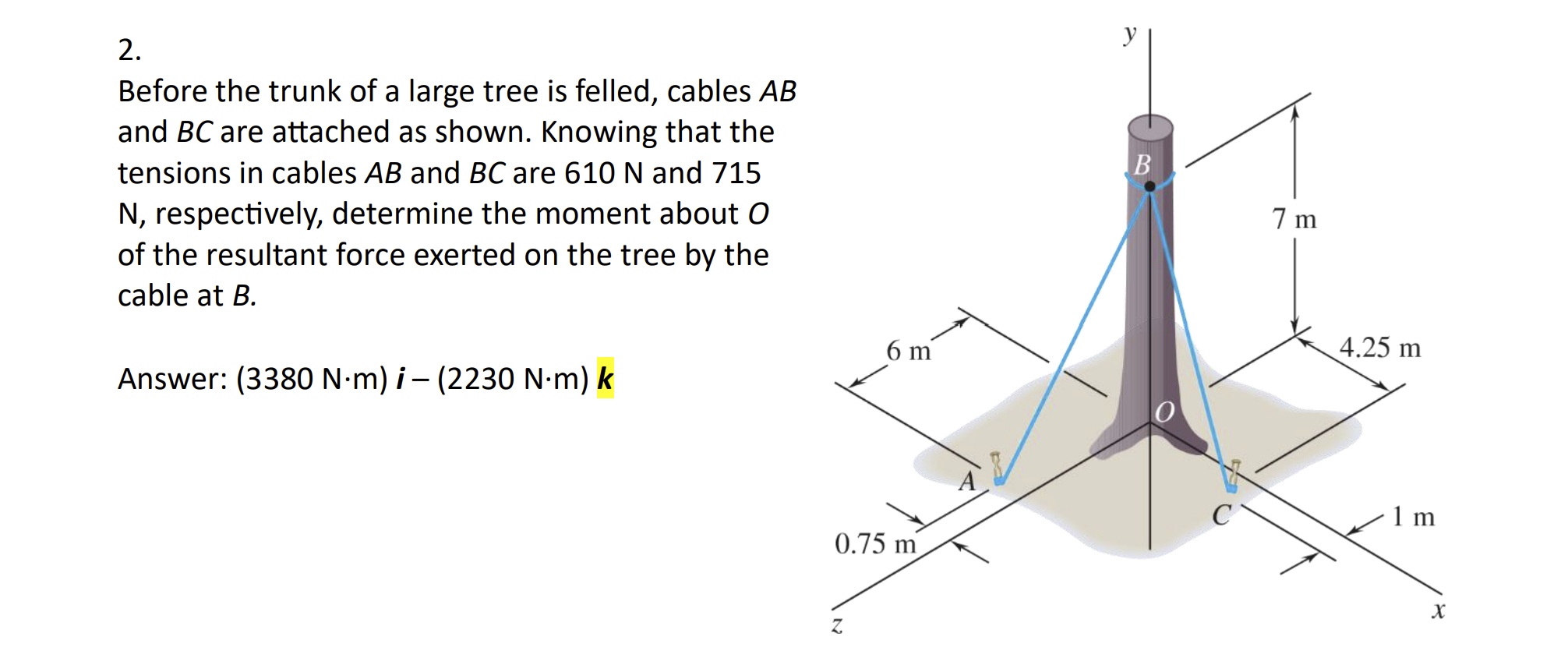 Solved 2. Before the trunk of a large tree is felled, cables | Chegg.com