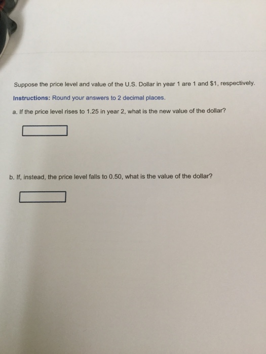 Solved Suppose the price level and value of the U.S. Dollar | Chegg.com