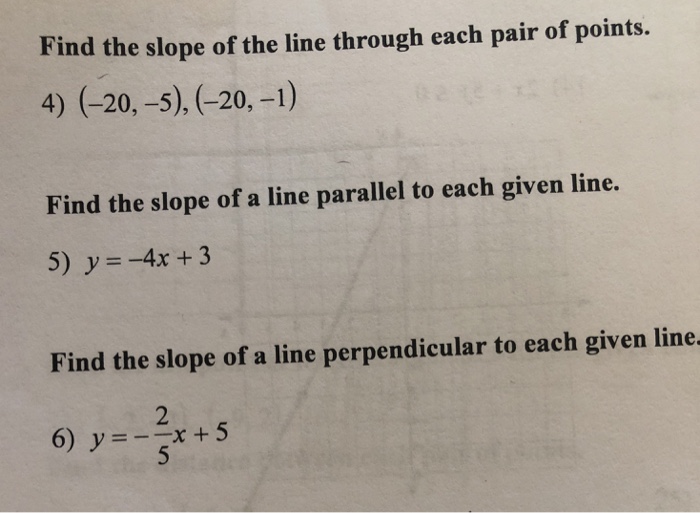 Solved Find the slope of the line through each pair of | Chegg.com