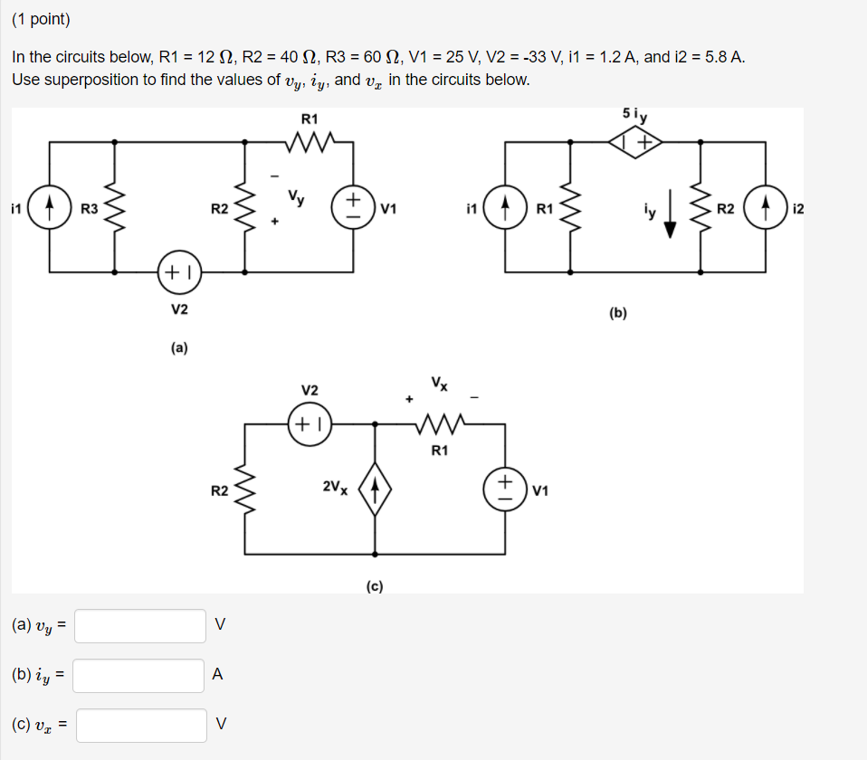 Solved (1 point) In the circuits below, R1 = 12 12, R2 = 40 | Chegg.com