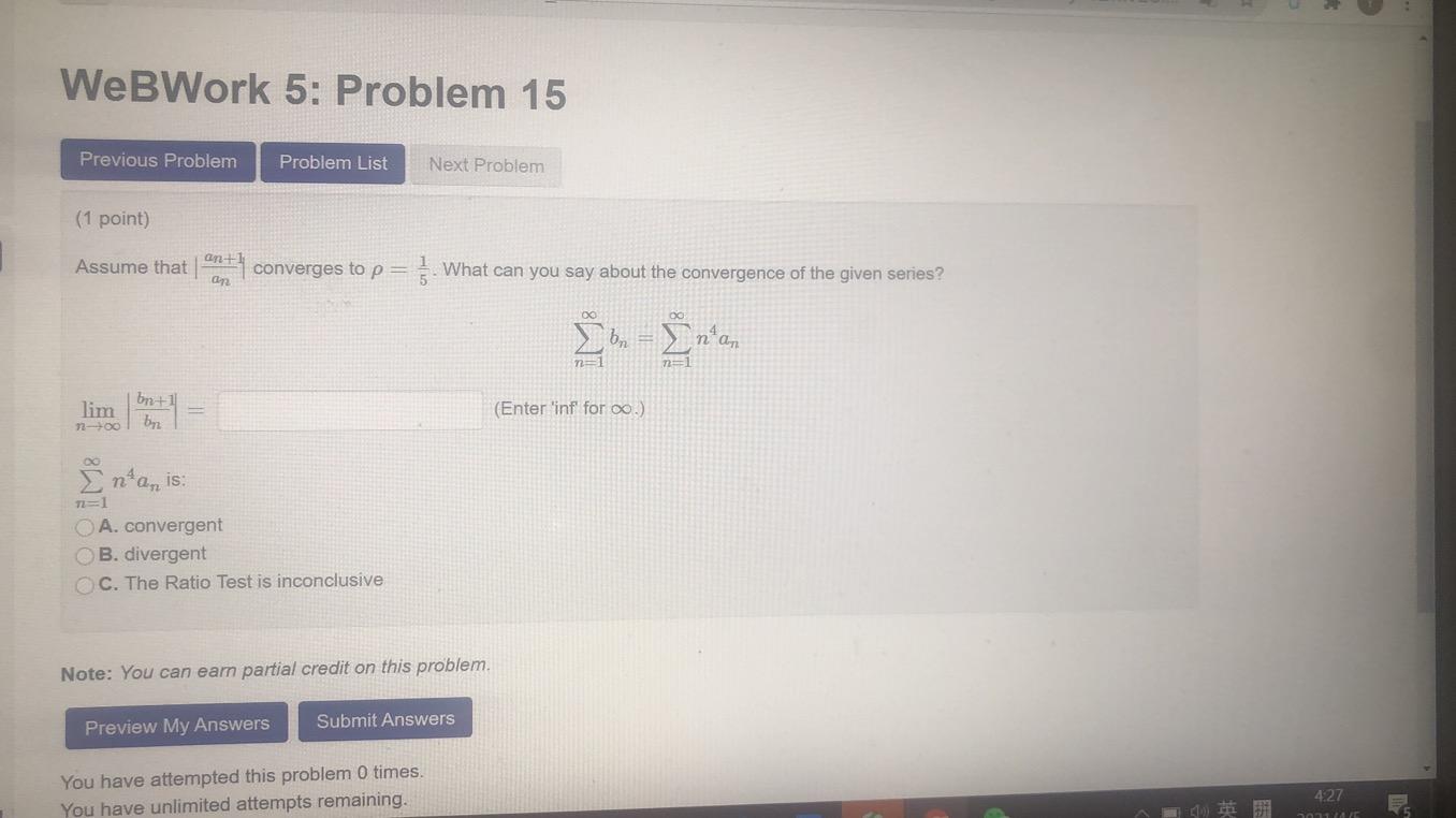 Solved WebWork 5: Problem 15 Previous Problem Problem List | Chegg.com