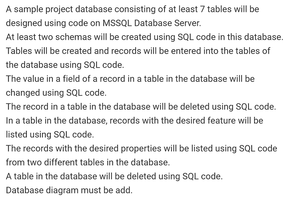 Solved A sample project database consisting of at least 7 | Chegg.com