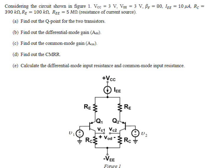 Solved Considering the circuit shown in figure 1. Vcc = 3 V, | Chegg.com