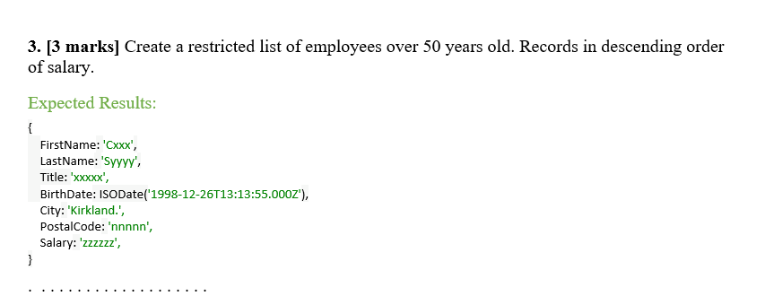 Solved Using Mongo db and the contents of employees.json | Chegg.com