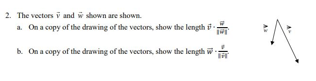 Solved 2. The vectors V and w shown are shown. a. On a copy | Chegg.com
