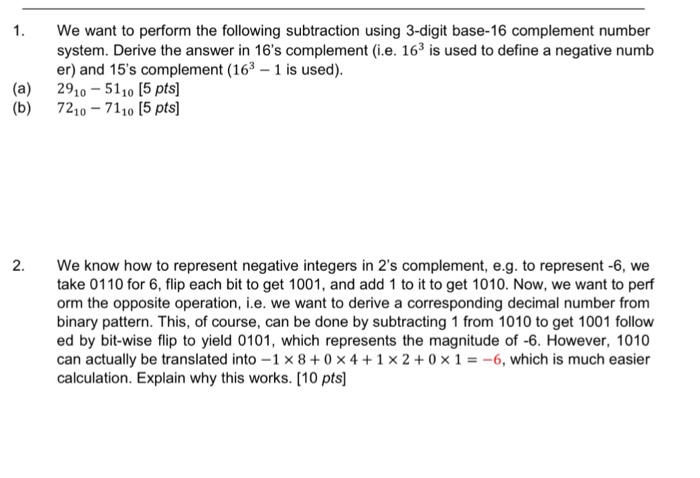 Solved We want to perform the following subtraction using | Chegg.com