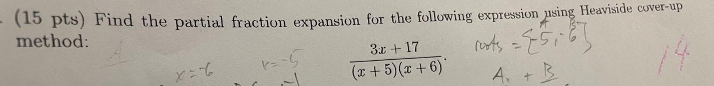 Solved (15 pts) Find the partial fraction expansion for the | Chegg.com