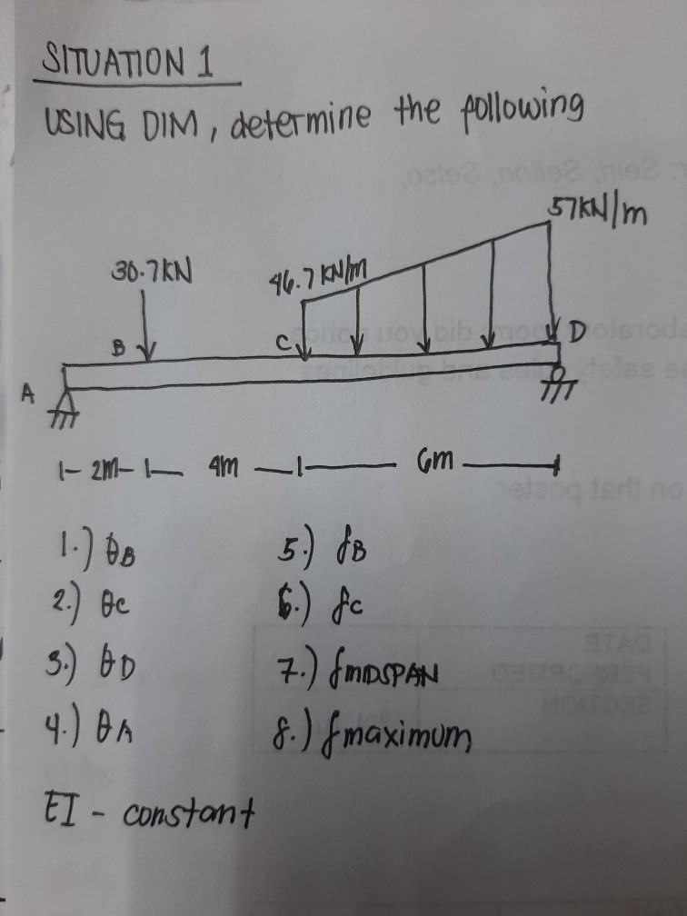 Solved SITUATION 1 USING DIM, determine the following | Chegg.com