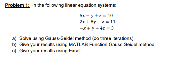 Solved Problem 1: In the following linear equation systems: | Chegg.com
