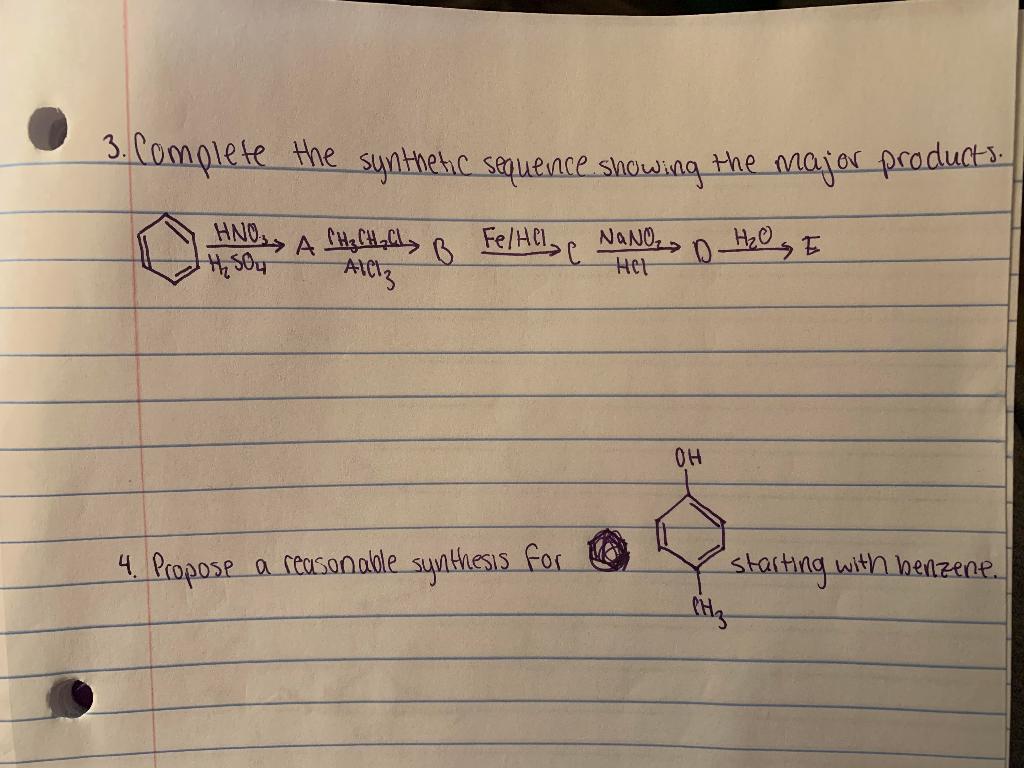 Solved 3. Complete the synthetic sequence showing the major | Chegg.com