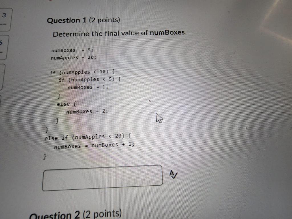 Solved Question 1 (2 points) Determine the final value of | Chegg.com