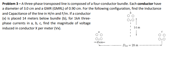 Solved Problem 3-A three-phase transposed line is composed | Chegg.com