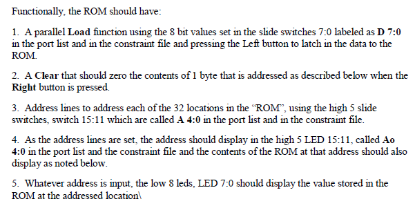 Solved Design a Verilog module for a 31x8 ROM. The ROM needs | Chegg.com
