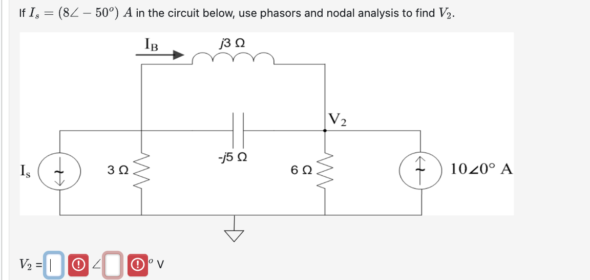 Solved If Is=(8?-50°)A in ﻿the circuit below, use phasors | Chegg.com