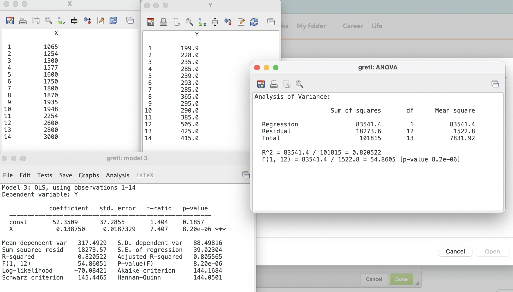 Solved This file contains data on two variables. Use Gretl | Chegg.com