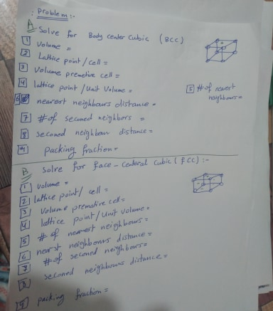 Solved problem: 2 Solve for Body center cubic O volume (BCC) | Chegg.com