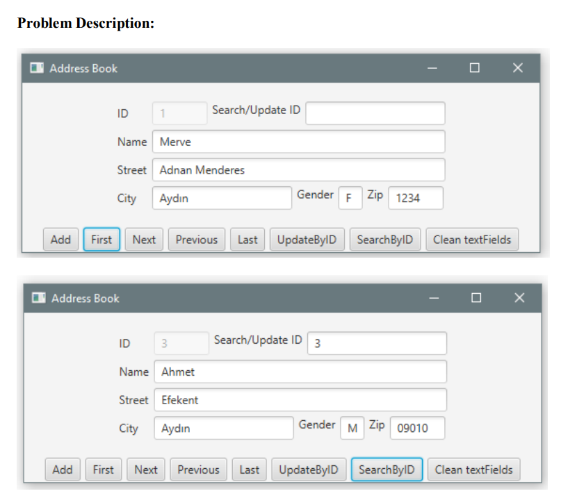 Solved JAVA ADDRESSBOOK PROJECT (please review carefully) I | Chegg.com