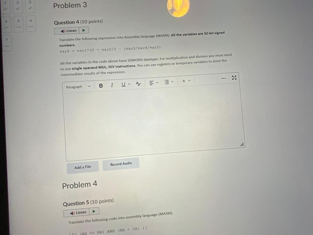 Solved Translate the following expression into Assembly | Chegg.com