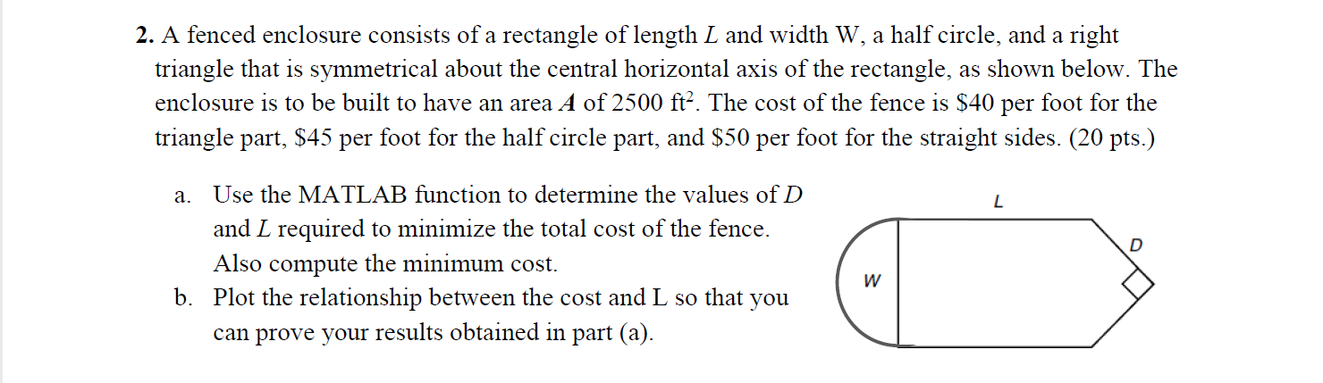 Solved A fenced enclosure consists of a rectangle of length | Chegg.com