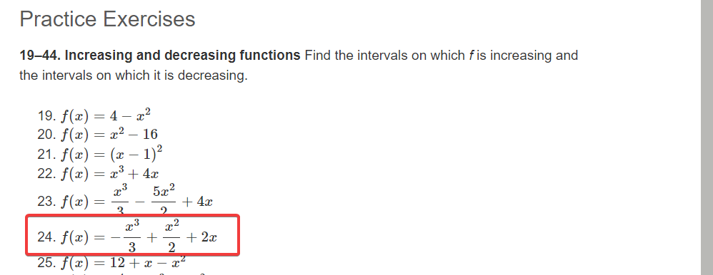 Solved 19-44. Increasing and decreasing functions Find the | Chegg.com