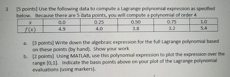 Solved [5 points] Use the following data to compute a | Chegg.com