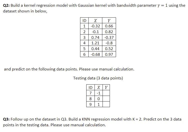 Solved Q2 Build A Kernel Regression Model With Gaussian