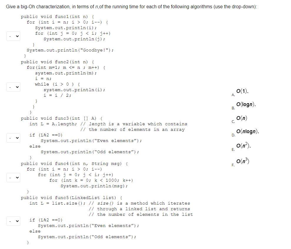 Solved Give a big-Oh characterization, in terms of n. of the | Chegg.com
