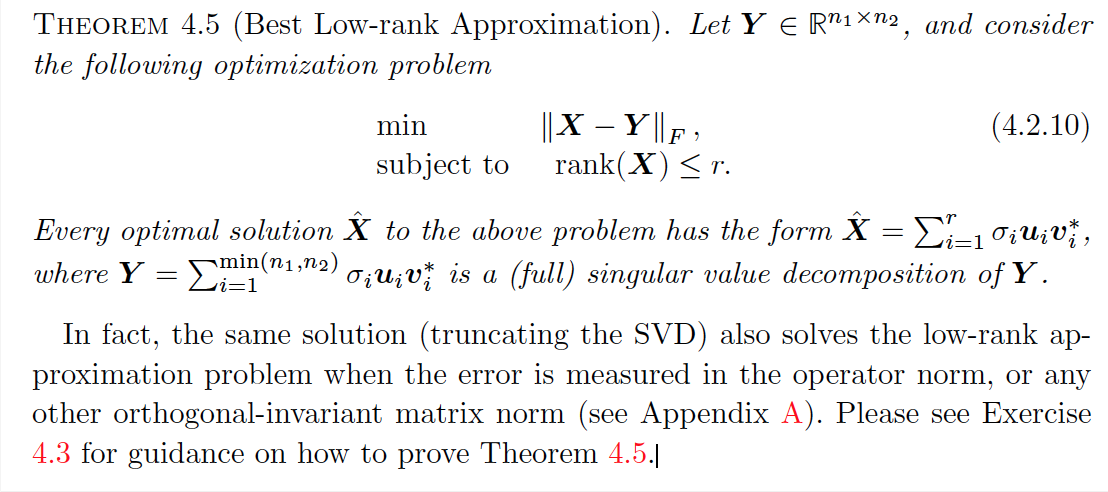 THEOREM 4.5 (Best Low-rank Approximation). Let Y | Chegg.com
