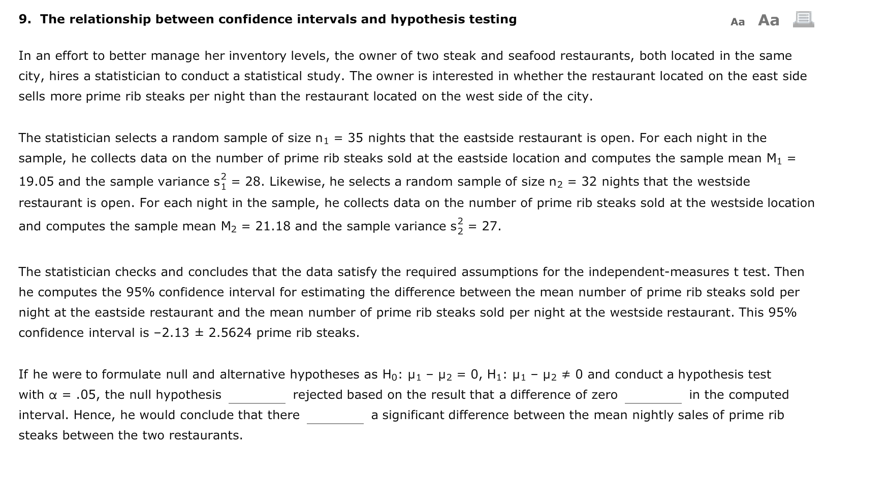 Solved 9 The Relationship Between Confidence Intervals And 