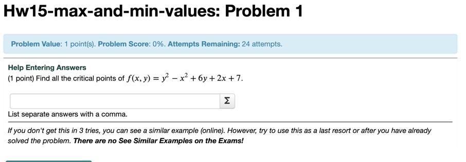Solved Hw15-max-and-min-values: Problem 1 Problem Value: 1 | Chegg.com
