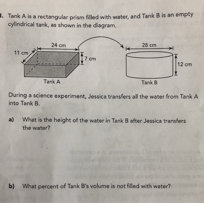 Solved , TankAisa rectangularprisrm filled with water, and | Chegg.com