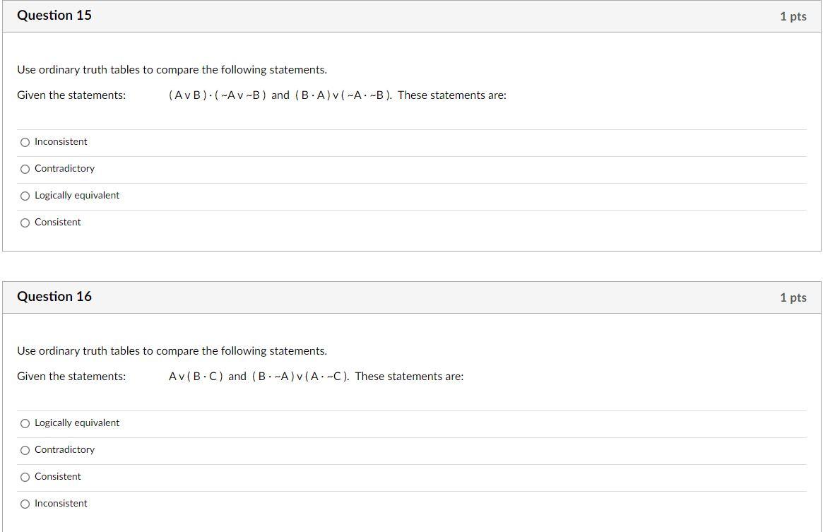 Solved These questions correspond to Logical Operators in a | Chegg.com