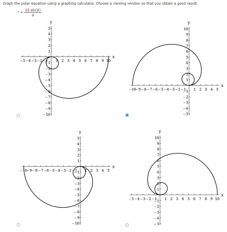 Solved Graph the polar equation using a graphing calculator. | Chegg.com