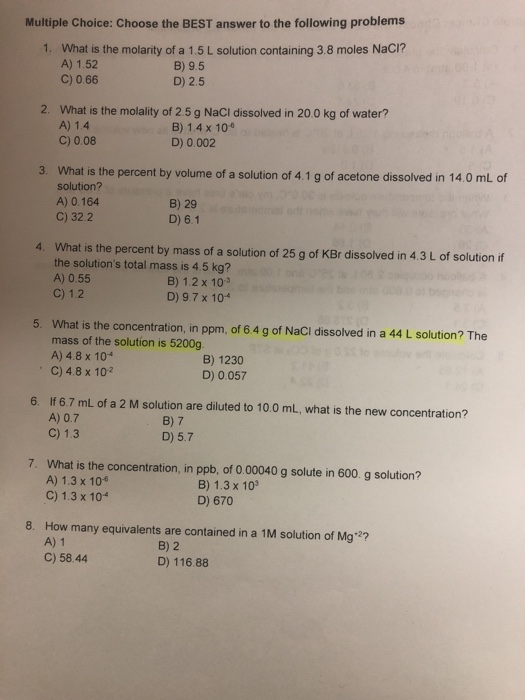 Solved Multiple Choice: Choose the BEST answer to the | Chegg.com