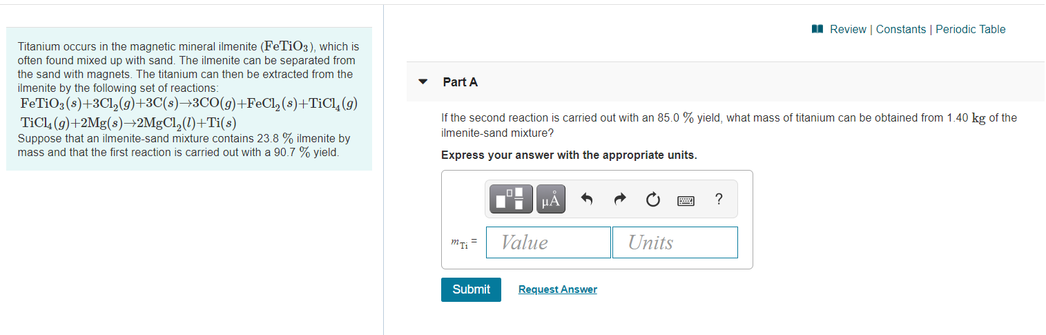 Solved Review Constants Periodic Table Part A Titanium | Chegg.com
