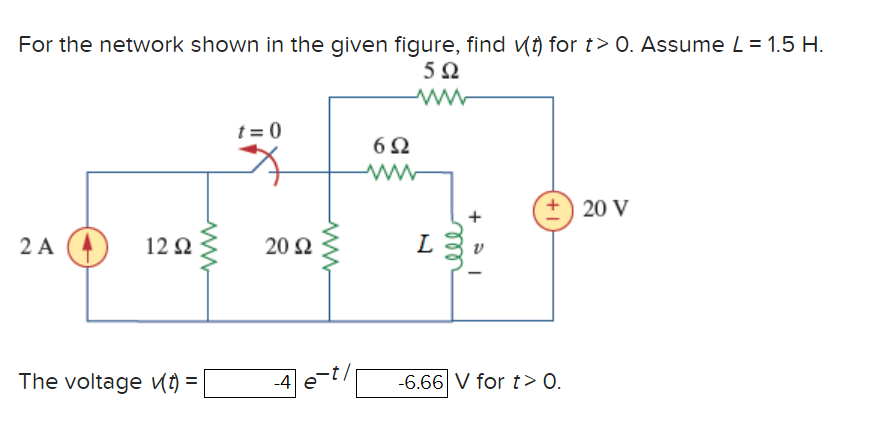 Solved For the network shown in the given figure, find (t) | Chegg.com