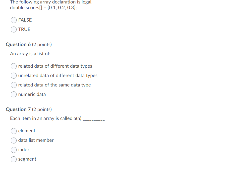 Solved The following array declaration is legal. double | Chegg.com