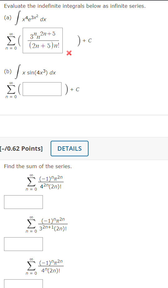 Solved Evaluate the indefinite integrals below as infinite | Chegg.com