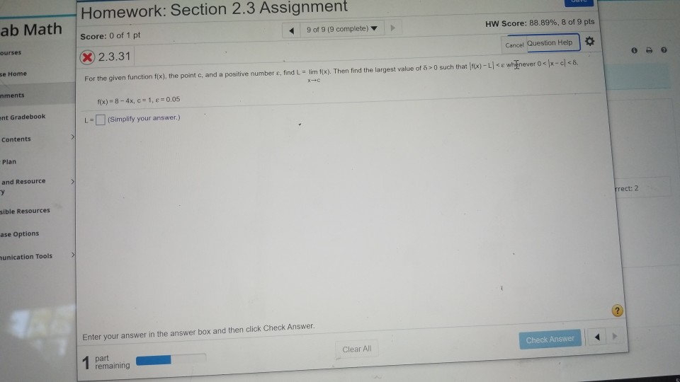 Solved Homework Section 2 3 Assignment Ab Math 9 Of 9 9
