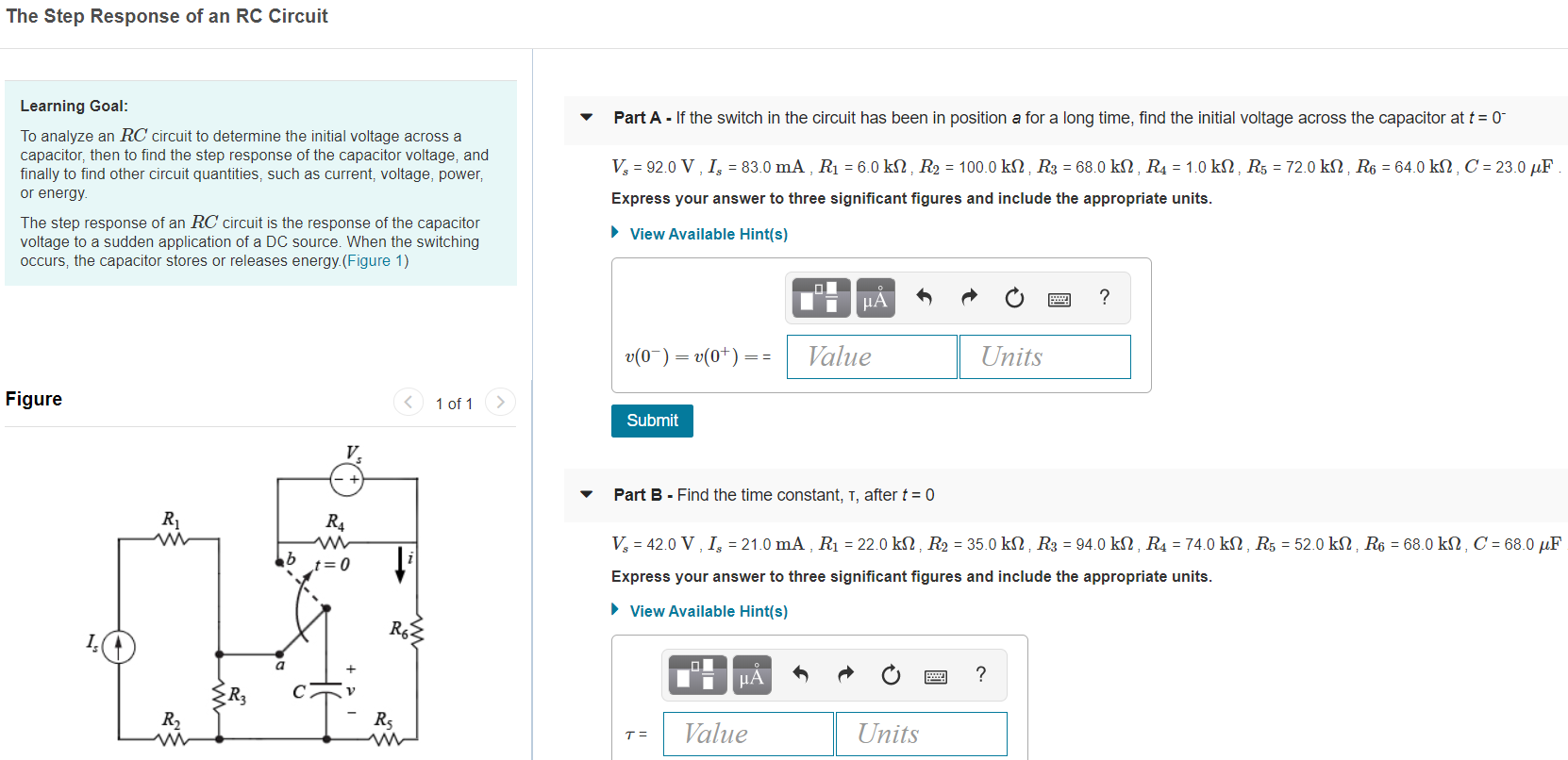 Solved: The Step Response Of An RC Circuit Part A - If The... | Chegg.com