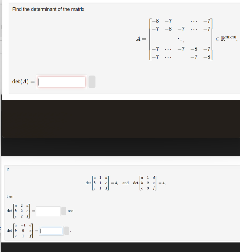 Solved Find the determinant of the matrix | Chegg.com