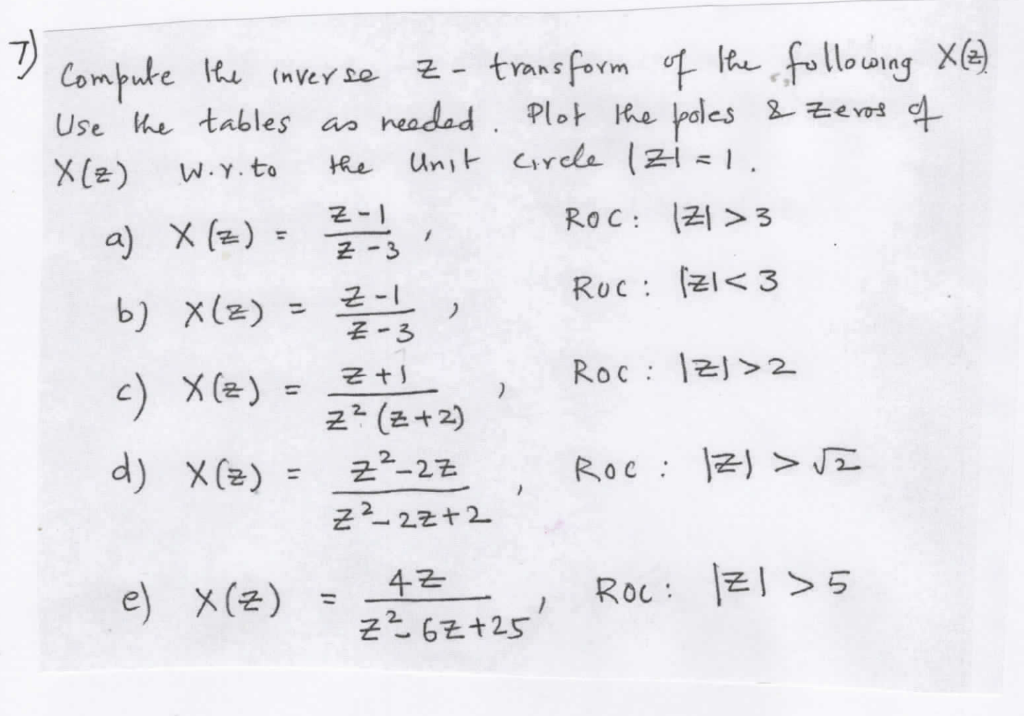 Solved Compute the inverse z-transform of the following | Chegg.com