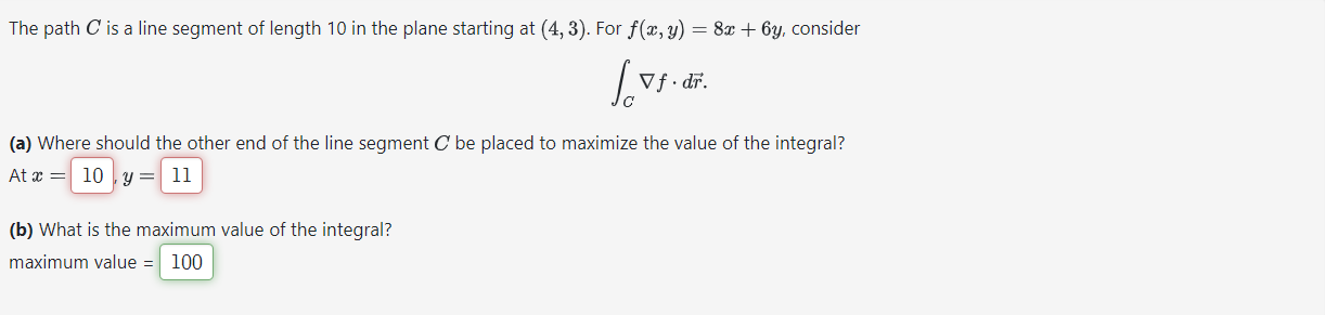 Solved The path C is a line segment of length 10 in the | Chegg.com