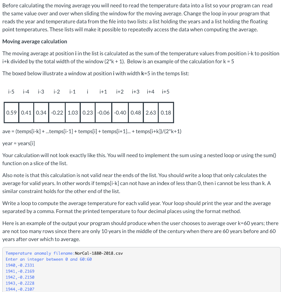 Solved Part 2 Calculate the moving average. | Chegg.com