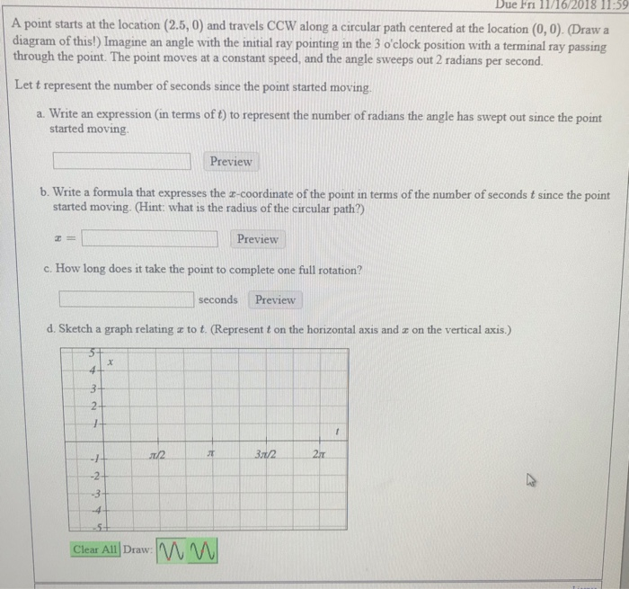 Solved Due Fri 11/16/2018 11:59 A point starts at the | Chegg.com