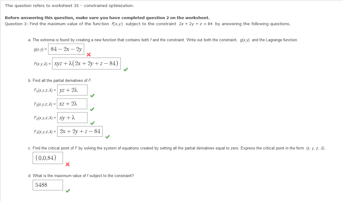 Solved This question refers to worksheet 35 - constrained | Chegg.com