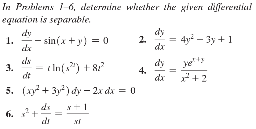 Solved In Problems 1-6, determine whether the given | Chegg.com