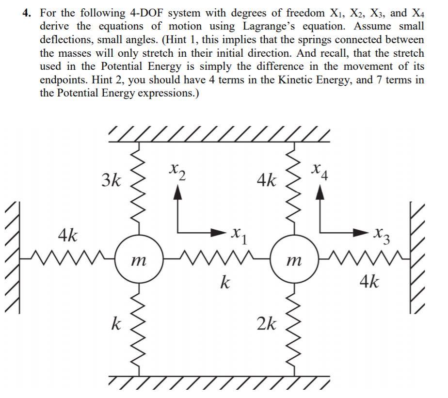 Solved 4. For the following 4-DOF system with degrees of | Chegg.com